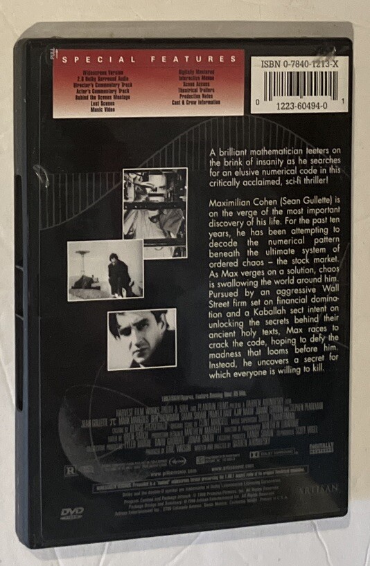 Pi (DVD, 1998) Darren Aronofsky Film 12236049401| eBay