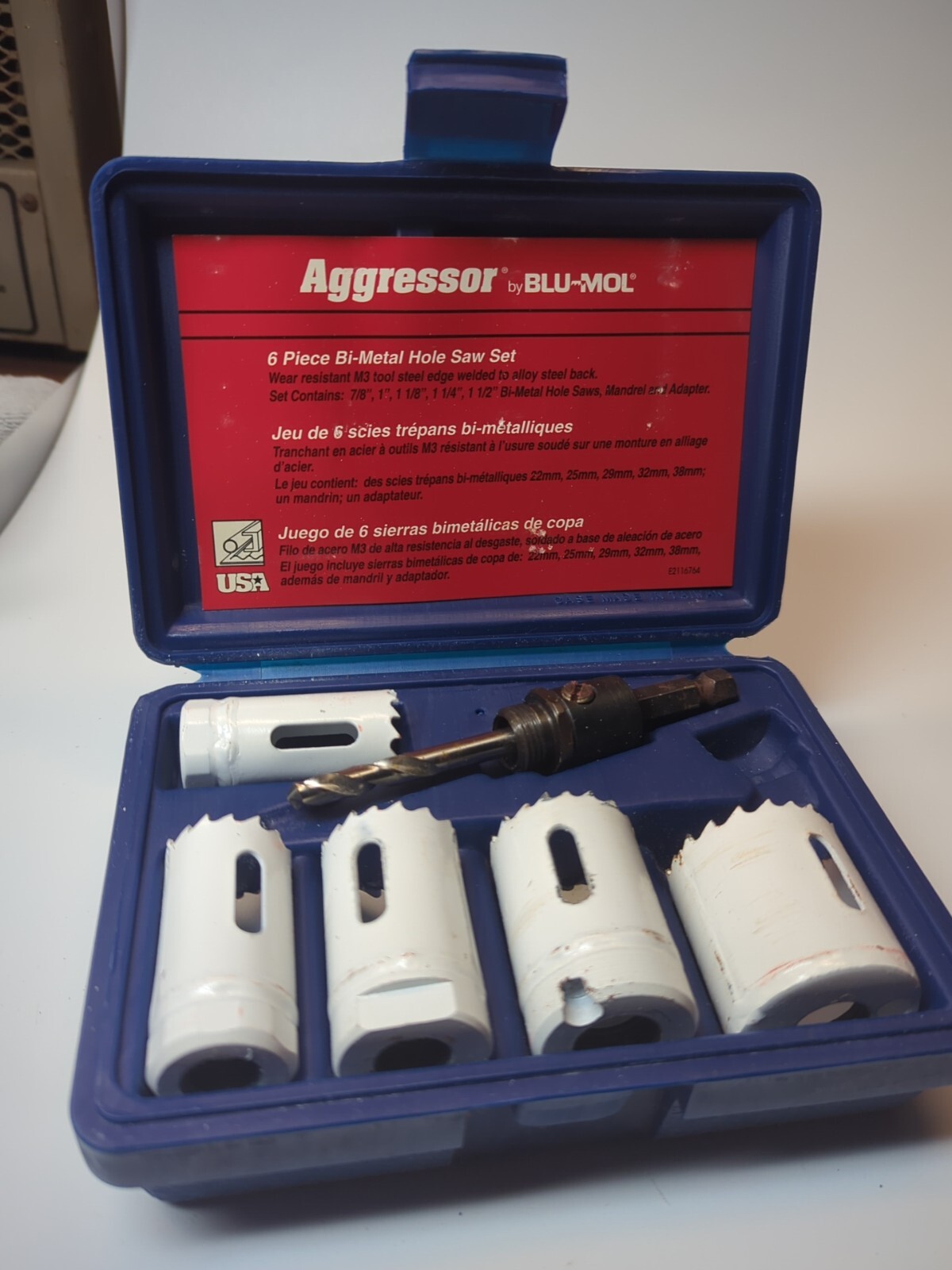 BLU MOL ~ 6 piece Aggressor Six Piece Hole Saw Set ~ Blu-Mol Bi-Metal ...
