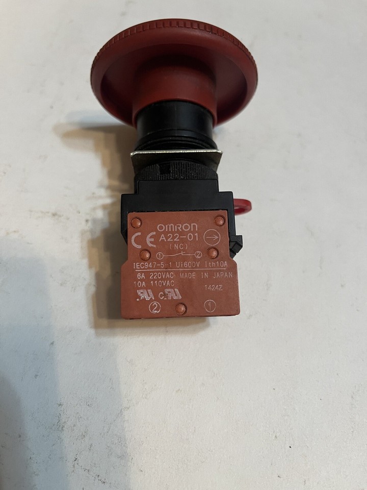 Omron A22-01 Switch Block Red Mushroom Push Twist Emergency Safety ...