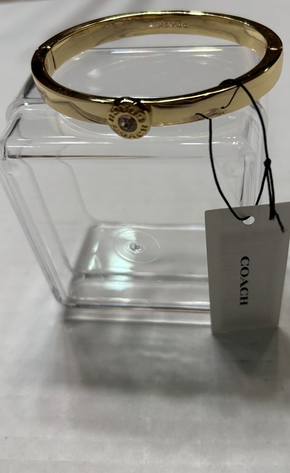 COACH Open Circle Hinged Bangle Gold Color Coach Embossed on Bracelet ...