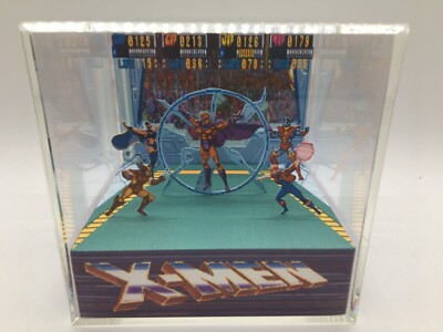 X-Men Arcade Boss Fight with Magneto Shadow Box Diorama Cube Wolverine ...