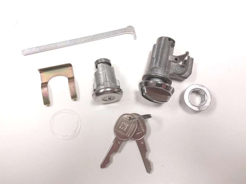 GLOVEBOX & TRUNK LOCK KIT W/NEW SHAFT-RETAINERS-GASKETS + TWO GM KEYS ...