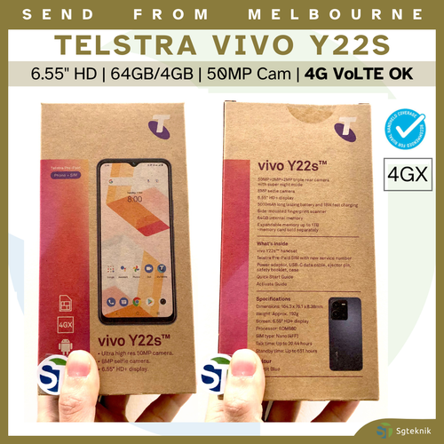 NEW Telstra VIVO Y22s 4GX VoLTE (6.55" HD 64GB/4GB 50MP Cam NFC) Android Phone | eBay Australia