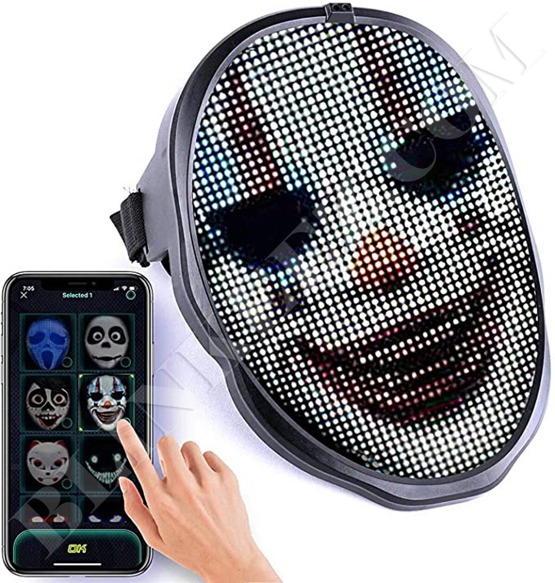 Cosplay Glow Mask For Adults With Gesture Control - Rechargeable Light ...