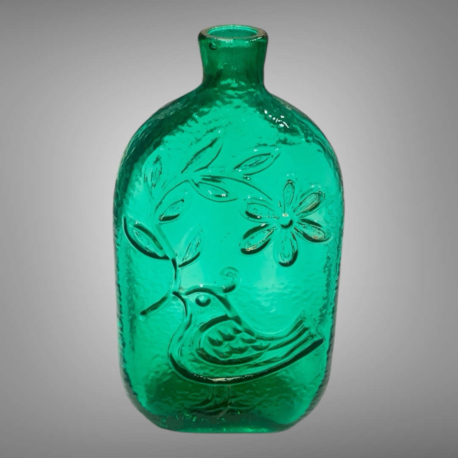 Vintage Wayne Husted Bird of Peace Glass Decanter Green Empoli Blenko ...