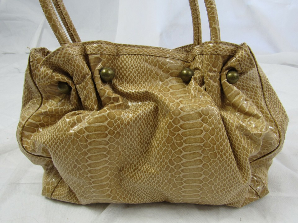 SQUARED BY SANDRA ROBERTS Embossed Beige Snakeskin Handbag | eBay