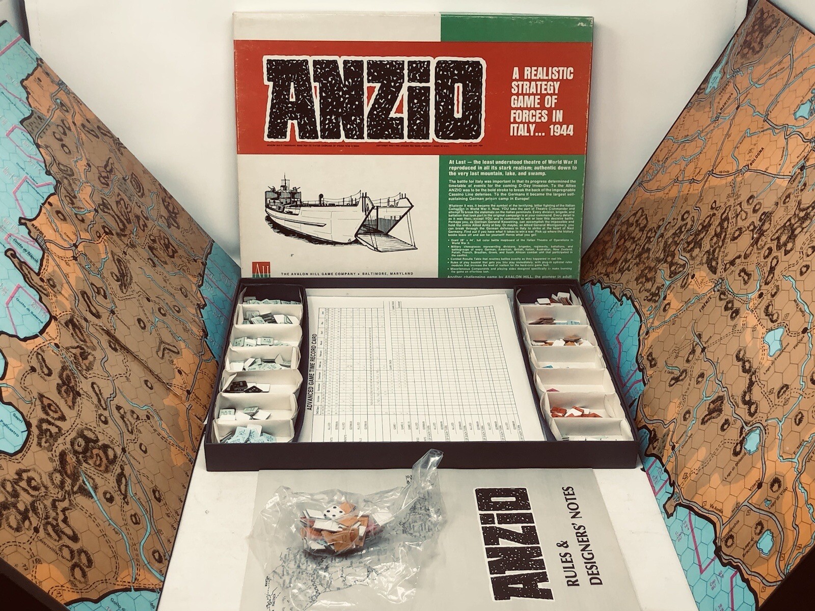 Anzio 1978 Board Game #704 by Avalon Hill w/ Instructions, Game Boards ...