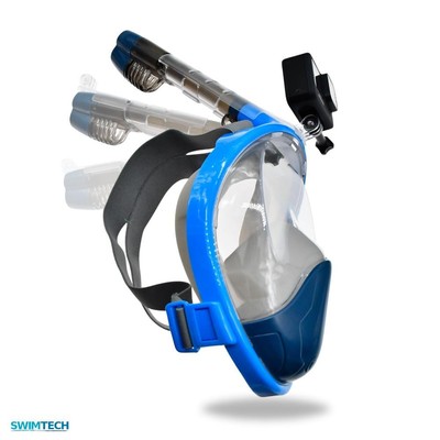 SwimTech Full Face Snorkel Mask - Adults L/XL Blue/Grey L/XL Blue/Grey ...