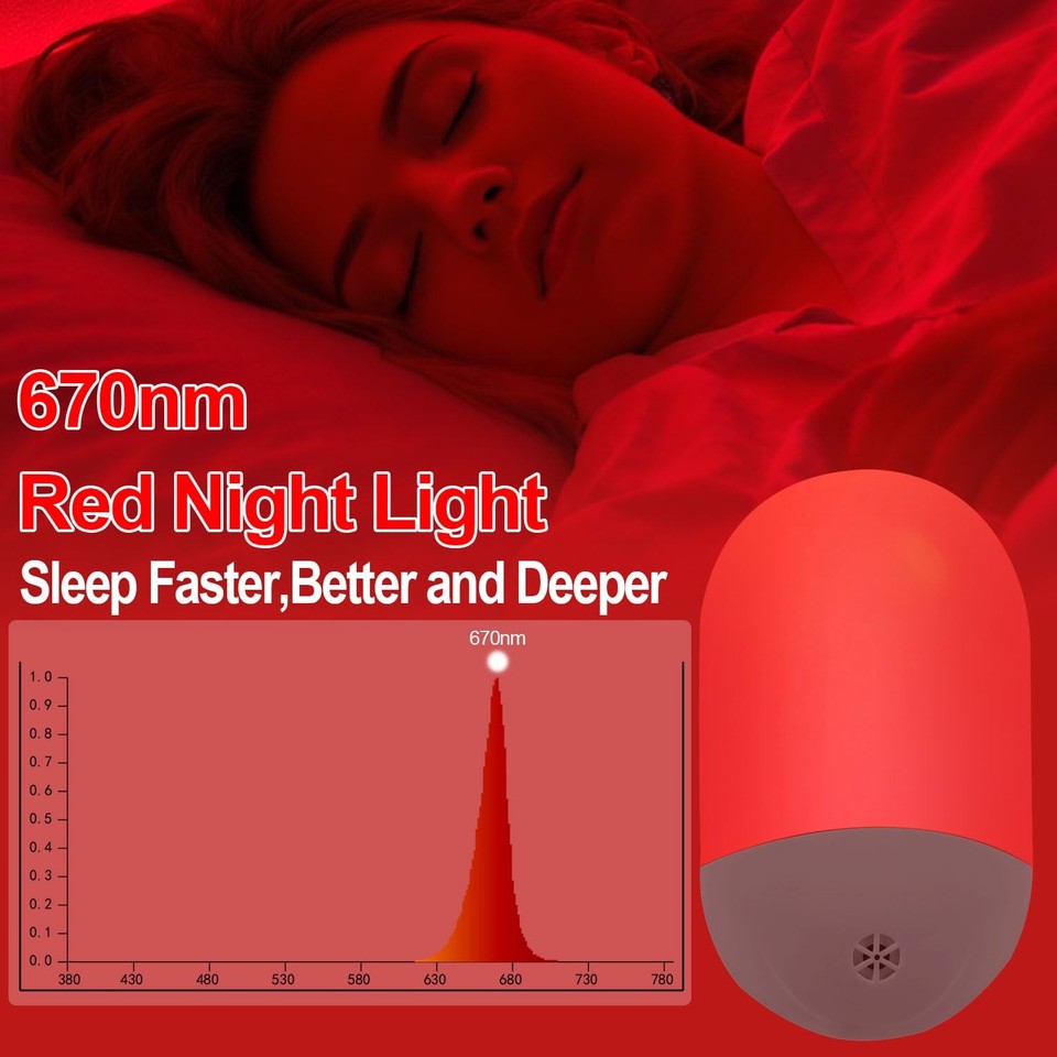 670nm Red Light Night Light for Sleep Therapy[2 Pack] - Zero Blue Light ...