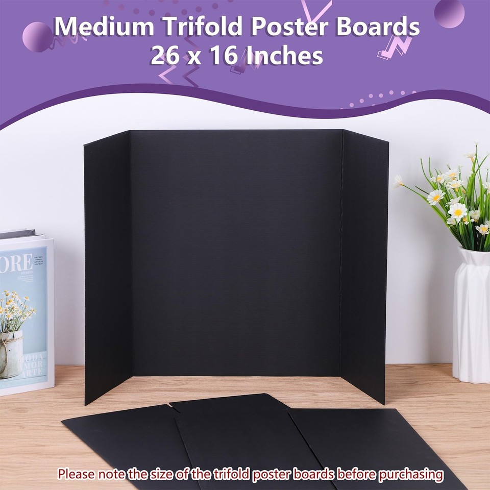 3 Pack Medium Trifold Poster Board 26" x 16" Tri Fold Poster Boards ...