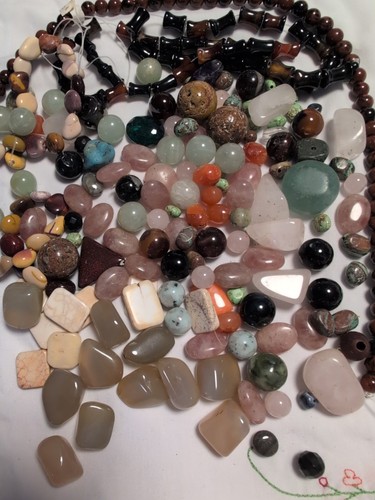 Semi Precious Bead Stones Lot Mostly Loose Stones Over 1 pound Lot #8 ...