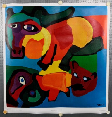 Karel Appel - Performing Circus Cow with Dancing Cat - 1974 - Offset ...