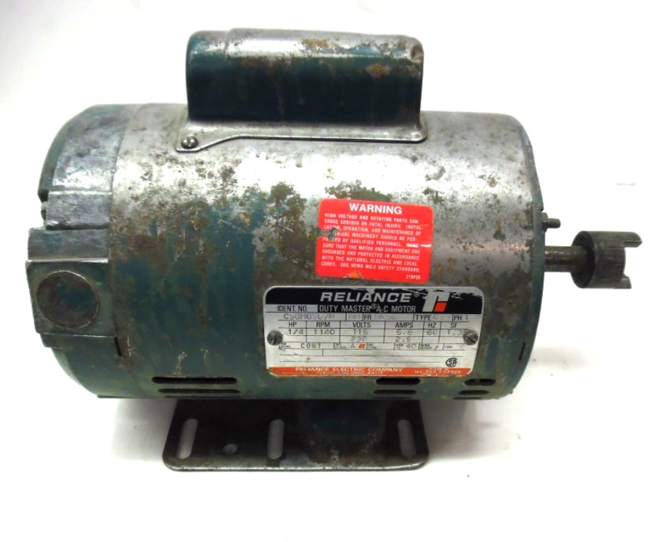 RELIANCE DUTY MASTER AC MOTOR C56H0507N, 1/4 HP, 1140 RPM, 115V, 5.8A ...