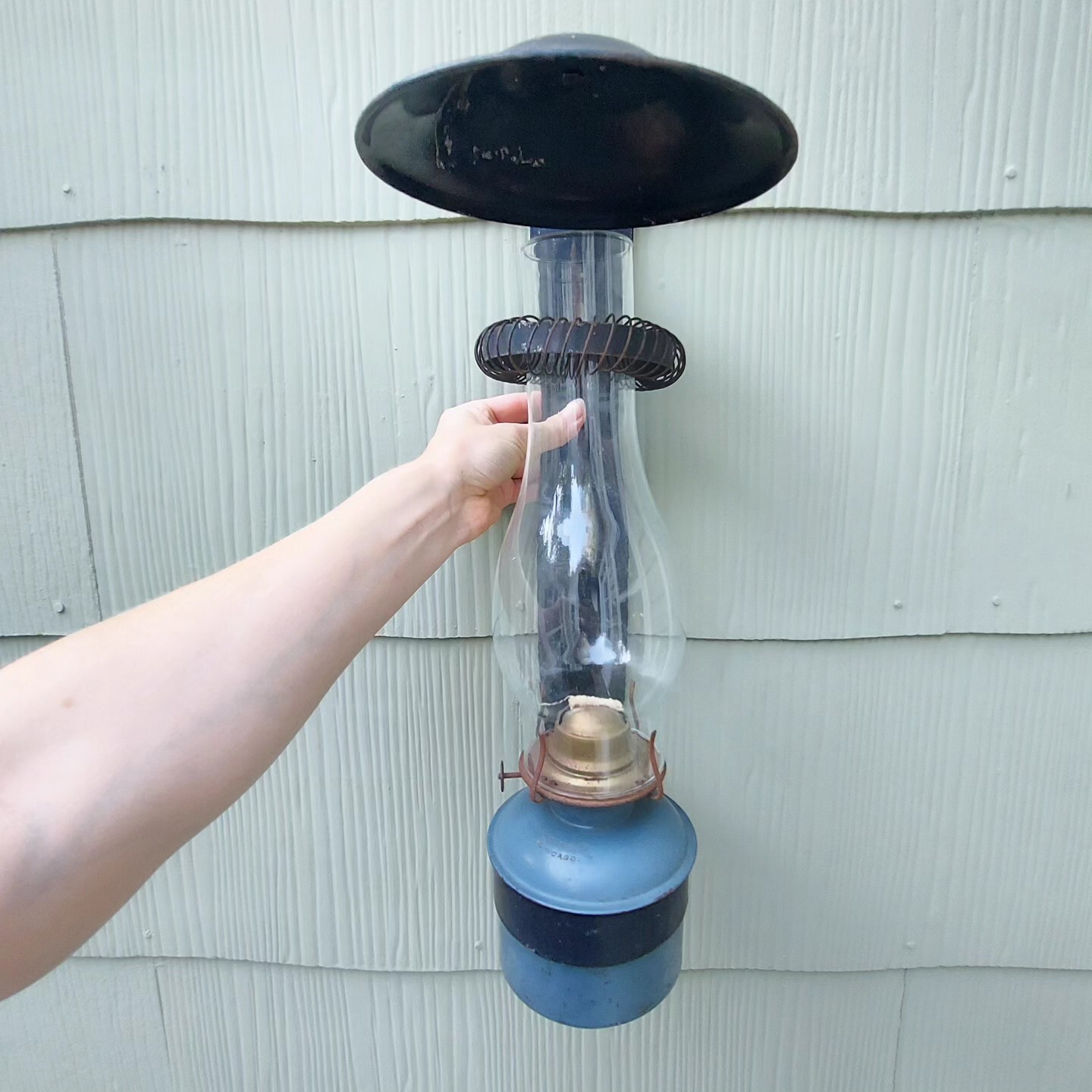 Rare Vintage Blue Adlake Caboose Railroad Train Kerosene Gas Wall Lamp ...