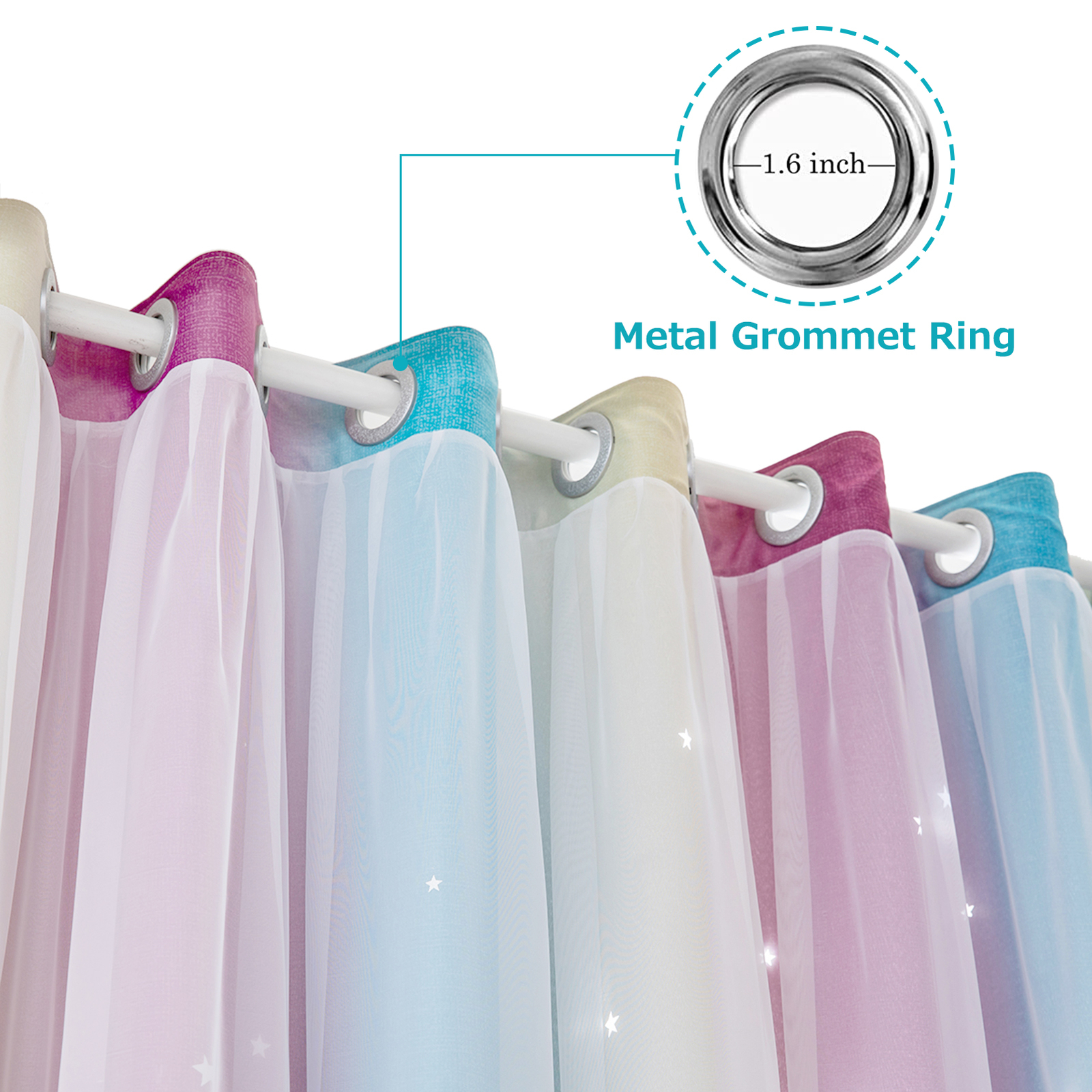 1pc Curtain Simple Gradient Hollow-out Star Pattern Double Layer ...