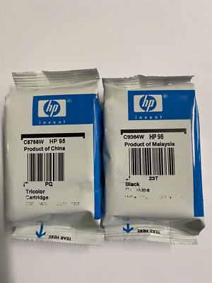 2pk NEW! GENUINE HP 98 & 95 Black Color Ink Cartridge (C9364WN/C8766WN ...