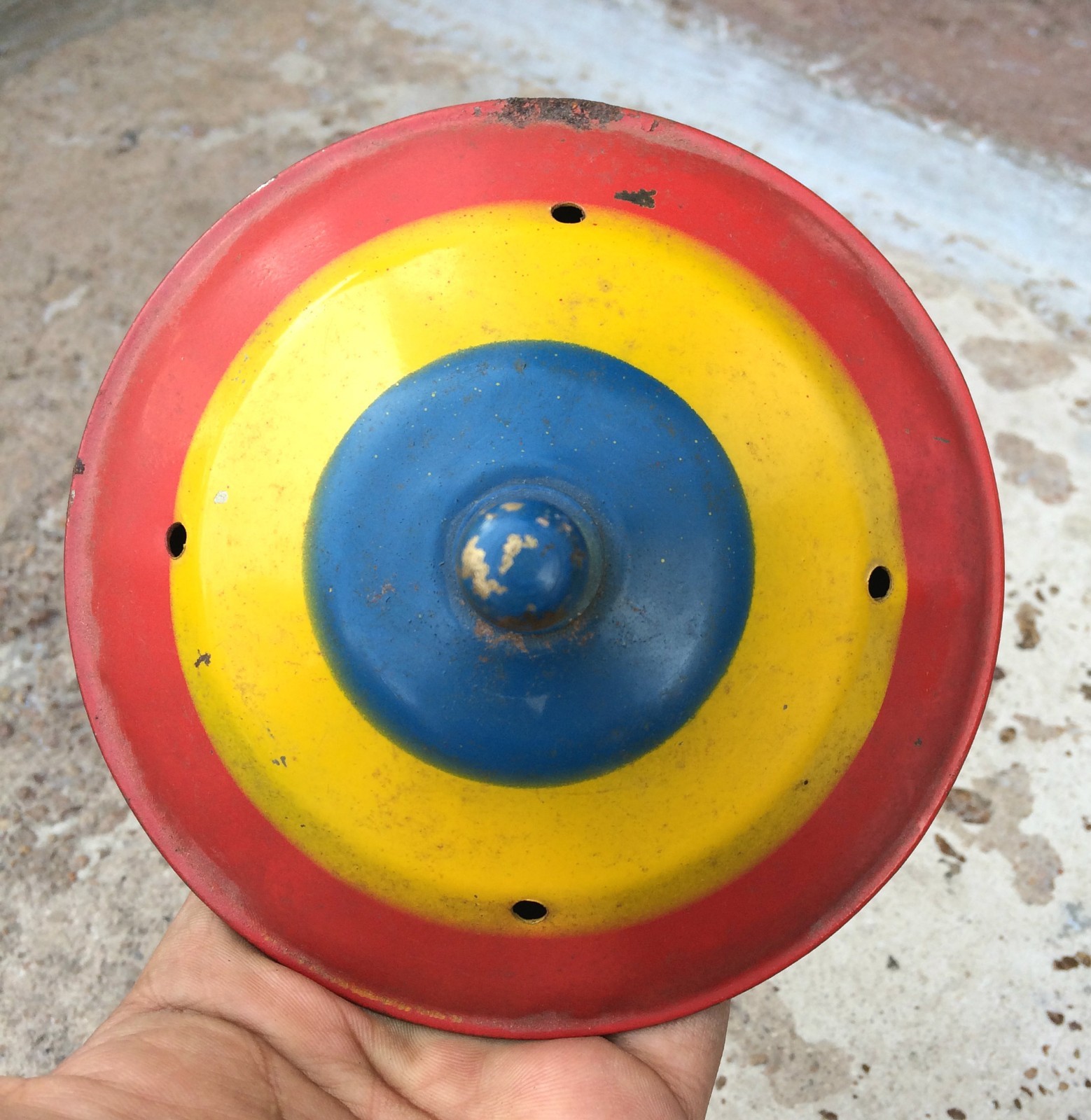Vintage Round Humming Big Spinning Top Tin Toy England Vintage Tin Toy ...