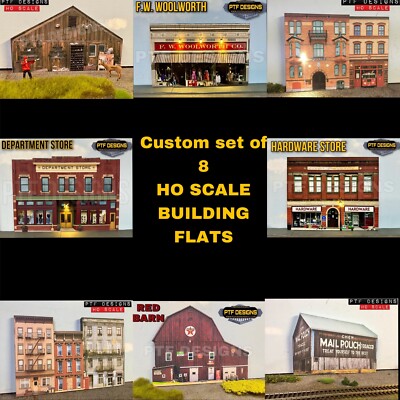 HO Scale Custom SET OF 8 - Building Flat/ fronts w/LED - scratch built ...