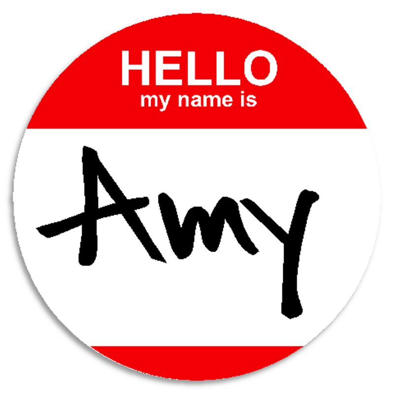 Hello My Name Is Amy - Circle Sticker Decal 3 Inch - Customizable ...