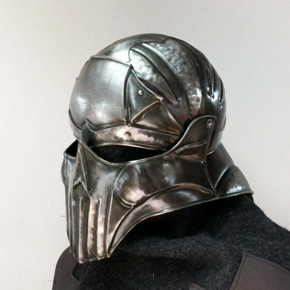 Blackened 18 Gauge Steel Medieval Demonic Face Vader Sallet Helmet ...