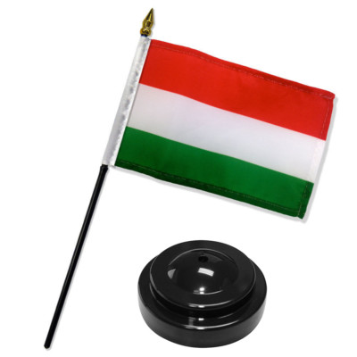 Hungary 4"x6" Flag Desk Set Table Stick Black Base | eBay