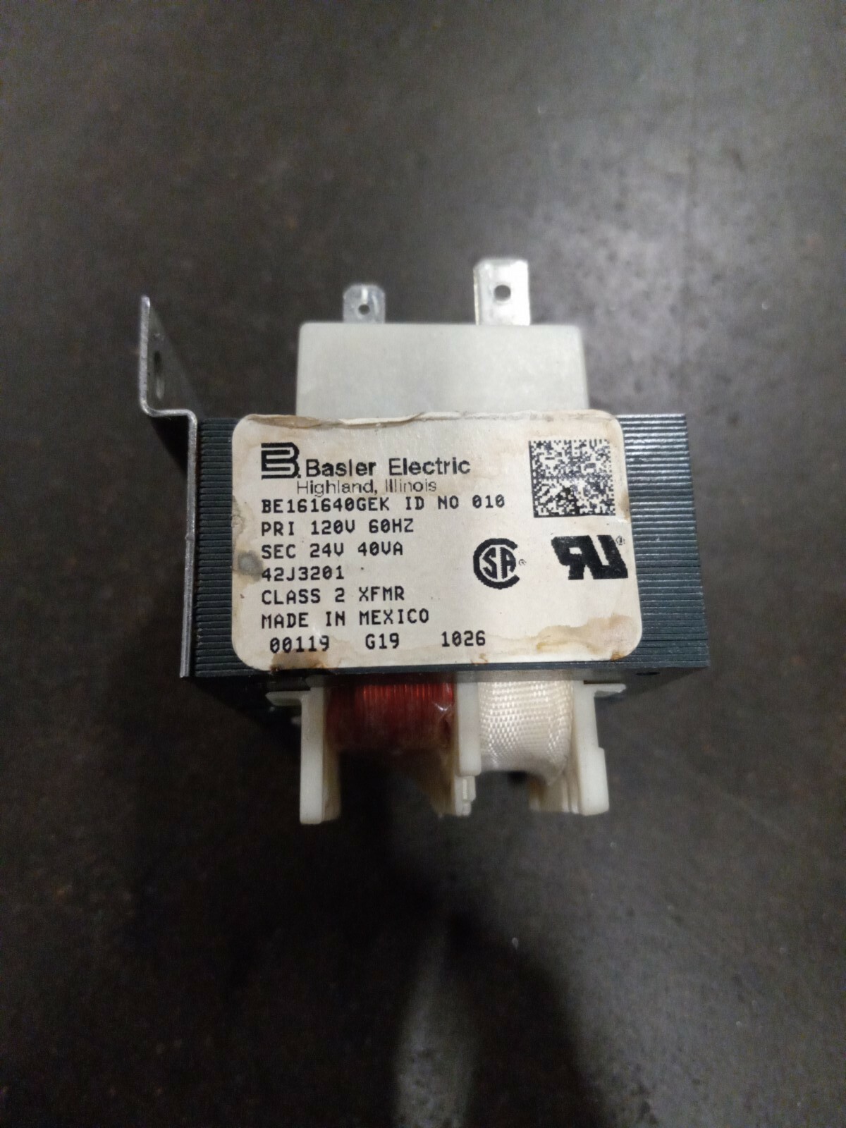 Basler BE161640GEK OEM Lennox Ducane Furnace Transformer 120 24 Volt ...