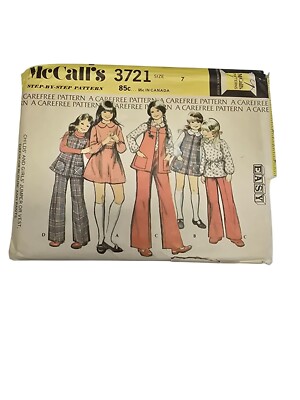 Vintage McCalls 3721 Sewing Pattern For Girls Shirt Pants Skirt ...
