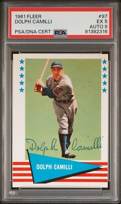 1961 Fleer #97 Dolph Camilli SIGNED PSA 5 EX / Auto 9 (d. 1997) | eBay