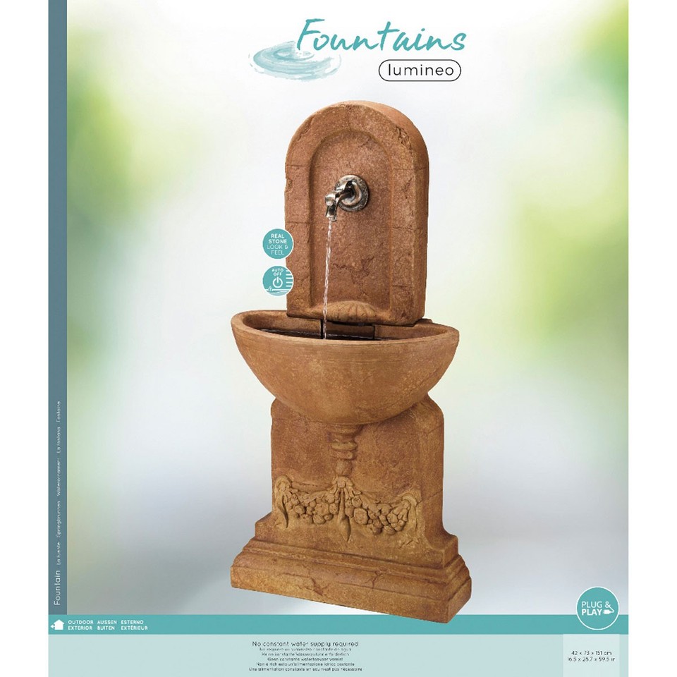 Lumineo Rustic Wall-Mounted Bowl Fountain Water Feature | eBay UK