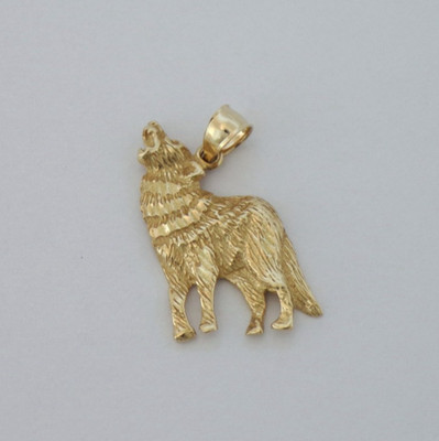 14K Yellow GOLD Pendant HOWLING WOLF Full Body 2.3 Grams Marked 2 ...