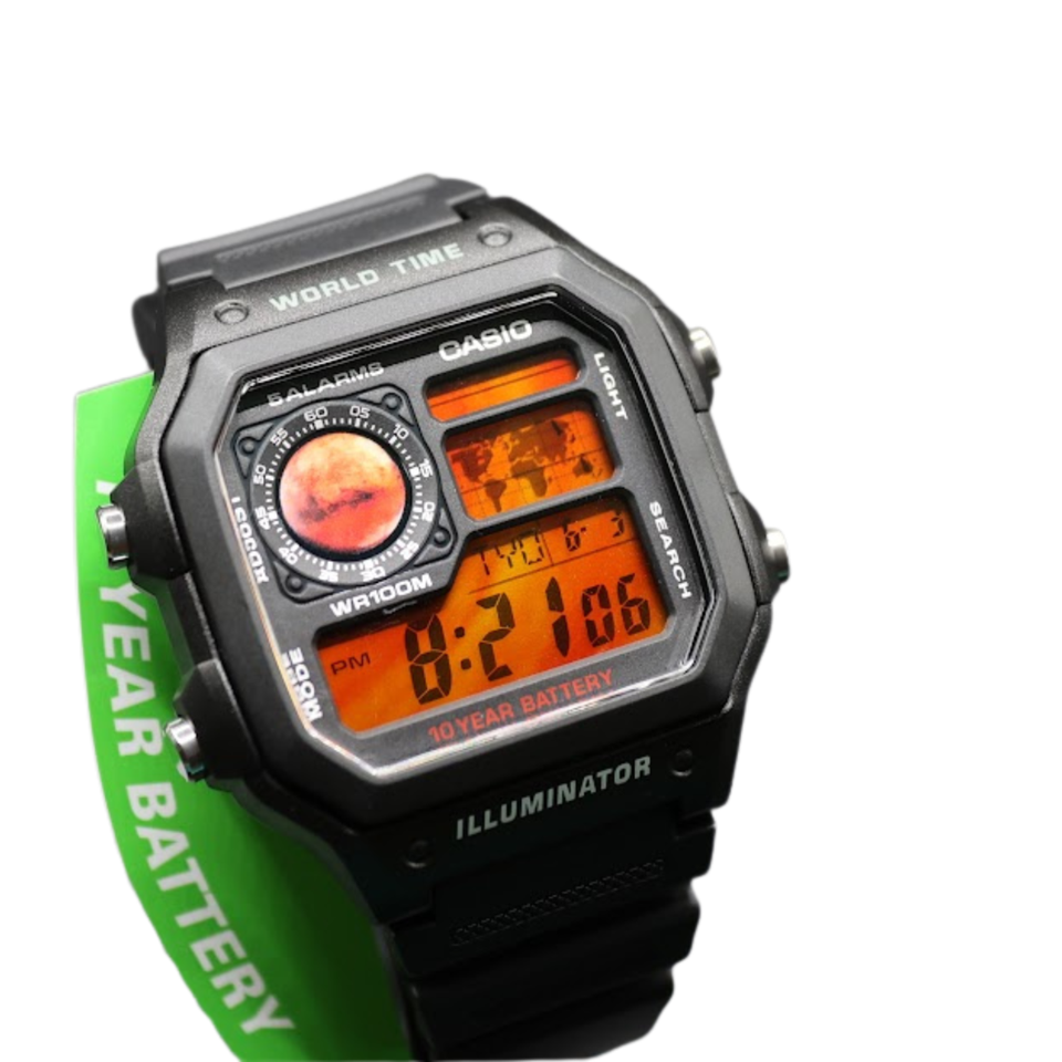 CASIO AE-1200WHD Royale World Time Watch Mod Mars Display | eBay