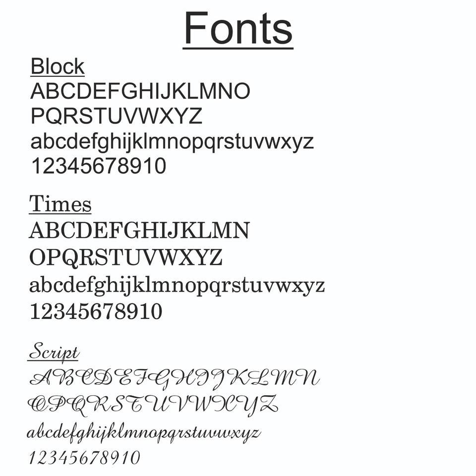 70mm - 15mm Engraving Plate. Up to 3 lines of text, and 3 Fonts to ...