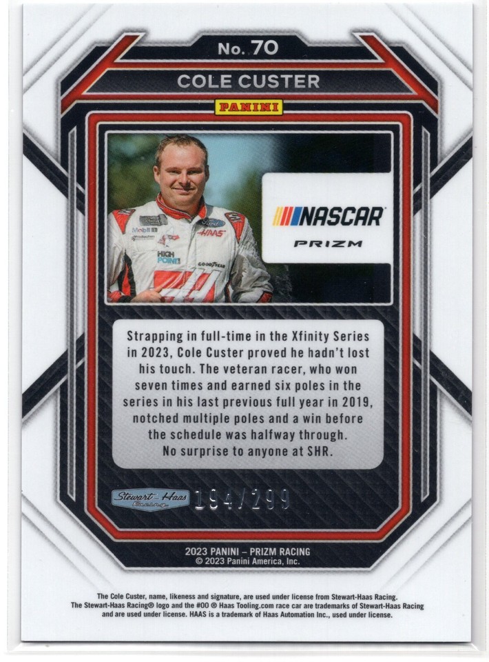 2023 Prizm Nascar Racing Cole Custer Red & Blue Hyper no 70 # /299 #70 ...