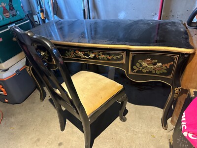Antique Chinese Desk & Chair, Black Lacquer | eBay