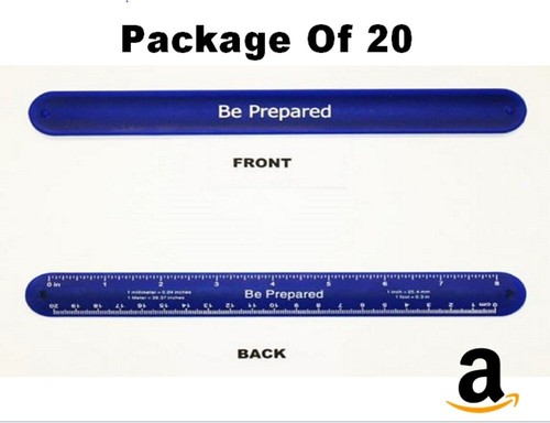 Boy Scout Be Prepared Slap Bracelet Ruler: Bulk Pack of 20 Blue Slap ...