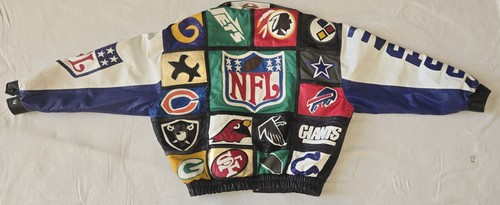NFL Leather Jacket ~ NFC / AFC Team Patch Logos American Football | eBay
