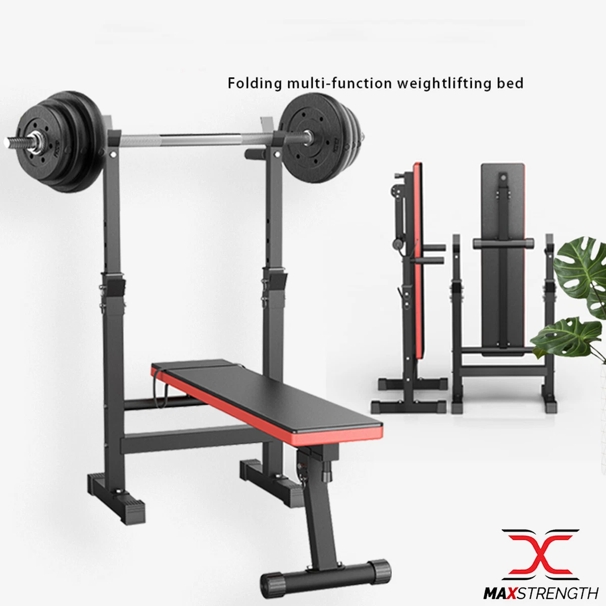 Adjustable Exercise Weight Bench Barbell Dip Stand Lifting Home Gym ...