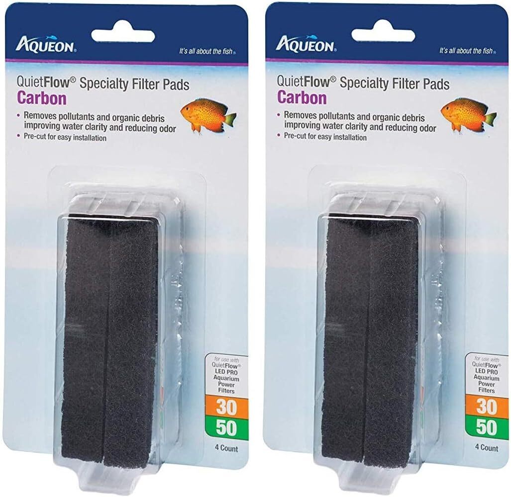 Aqueon 2 Pack of Quiet Flow 30/50 Carbon Reducing Specialty Filter Pads ...