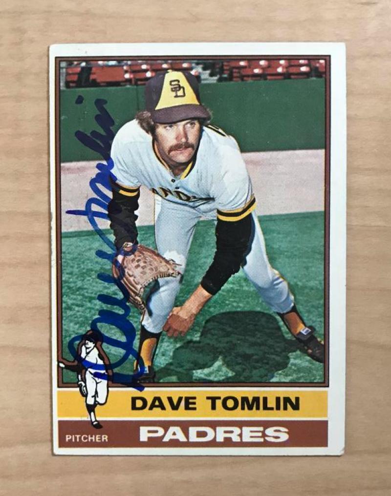 DAVE TOMLIN SAN DIEGO PADRES SIGNED AUTOGRAPHED 1976 TOPPS CARD #398 W ...