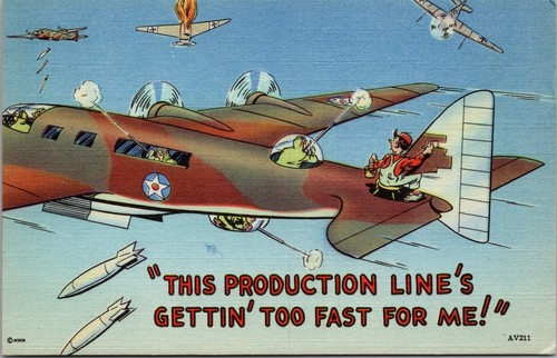 "This production line's gettin' too fast for me!" funny COMIC LINEN ...