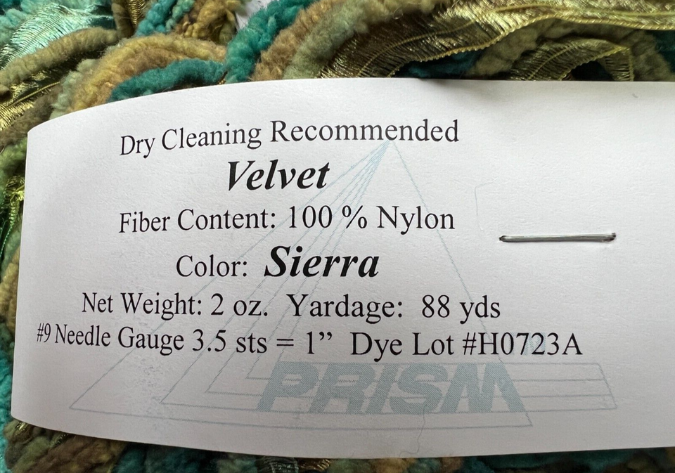 PRISM Hand Dyed Yarns "Velvet" 8 hanks Color: Sierra (Gold Greens Teal ...