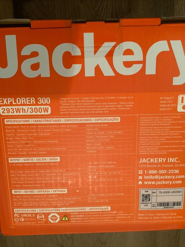 Jackery Explorer 300 Portable Power Station 293Wh 110V – NEW in Box | eBay
