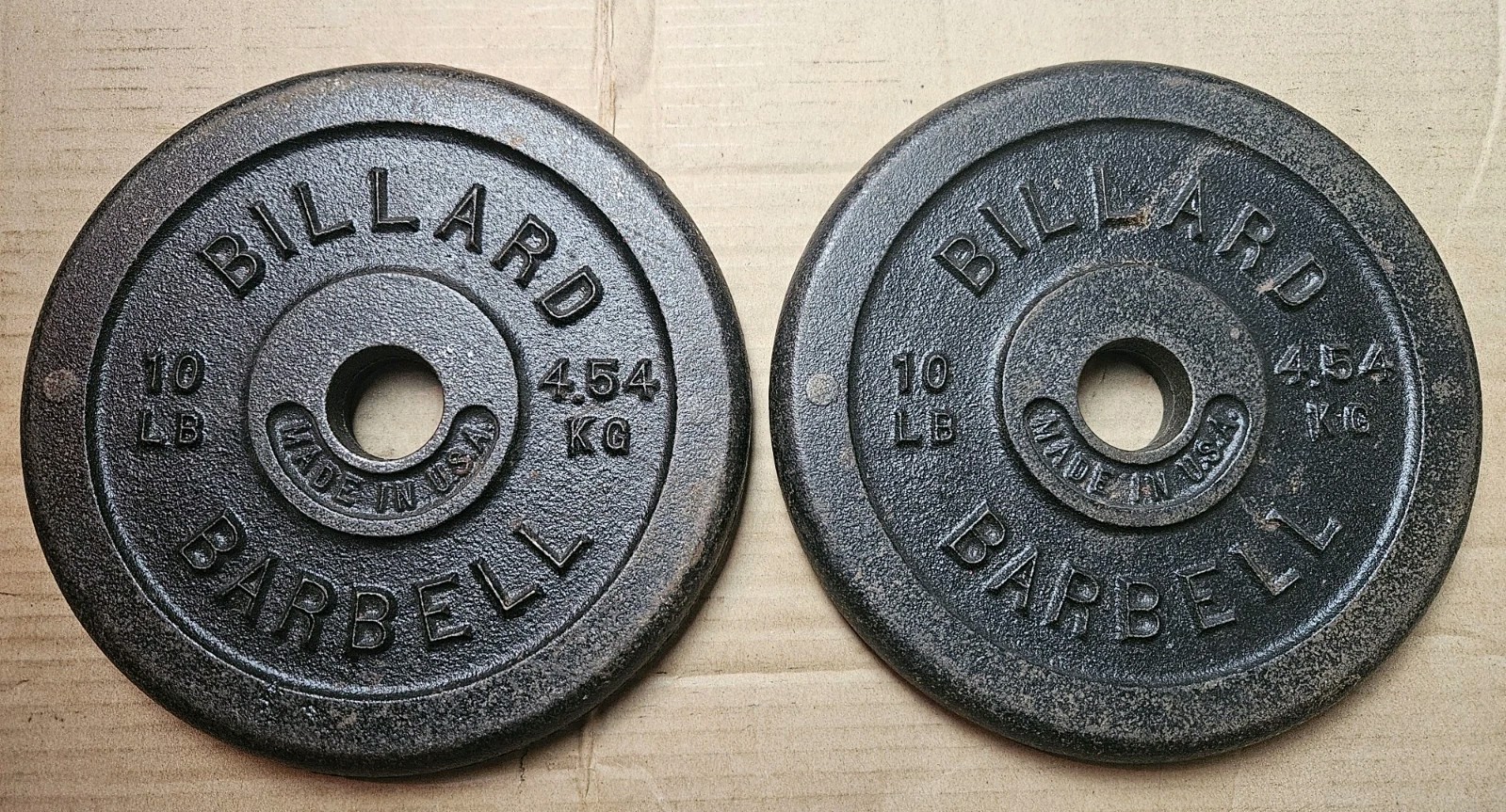 Pair of Vintage Billard Barbell USA 10 lb Standard Weights Cast Iron ...