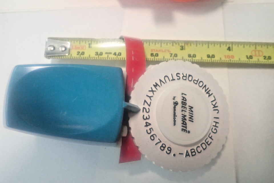 Vintage DYMO & Dennison Label Maker. Woodgrain ,Green ,and Red Tape ...