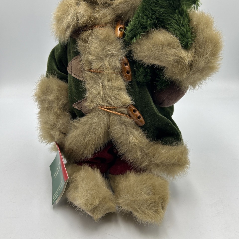 Bearington Collection Plush Bear 13" Bringing Home The Tree In Velvet ...