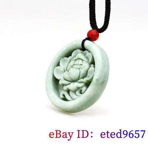 Jade Flower Pendant Natural Jewelry Talismans Necklace Gemstones Charm ...