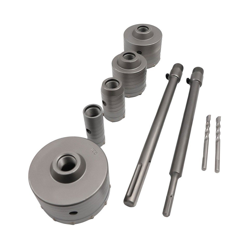 Concrete Hole Saw Kit Hole Saw Cement Core Drill Cutter Bit Set SDS ...