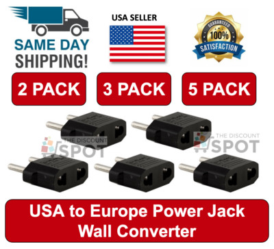US USA to EU Euro Europe Power Jack Wall Plug Converter Travel Adapter ...