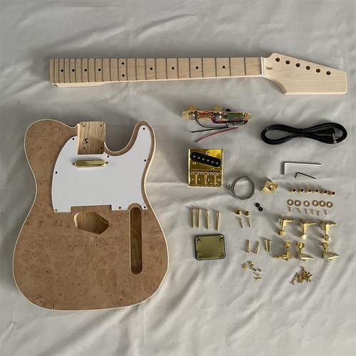 Unfinished DIY TL 6 Strings Electric Guitar Full Kits Tree Burl Top ...