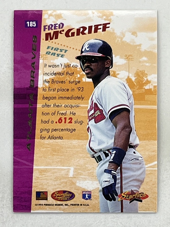 Fred McGriff 1994 Sportflics 2000 #185 MLB HOF Atlanta Braves Trading ...